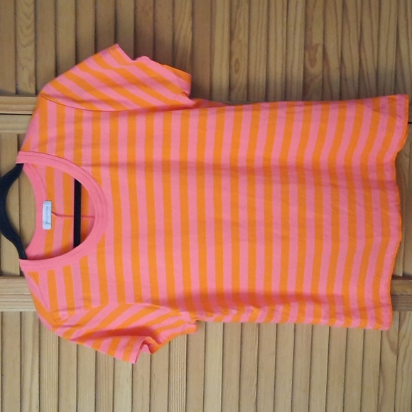 Outerknown | Tops | Outer Known Pink And Orange Striped Short Sleeve ...